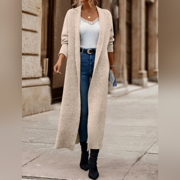 Sweaters | New Luxe Shawl Collar Long Maxi Knit Duster Cardigan Beige ...